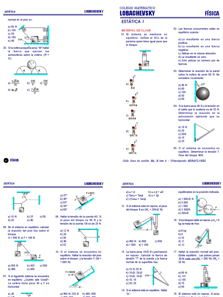 Estatica 1 PDF | PDF | Fuerza | Mecanica clasica