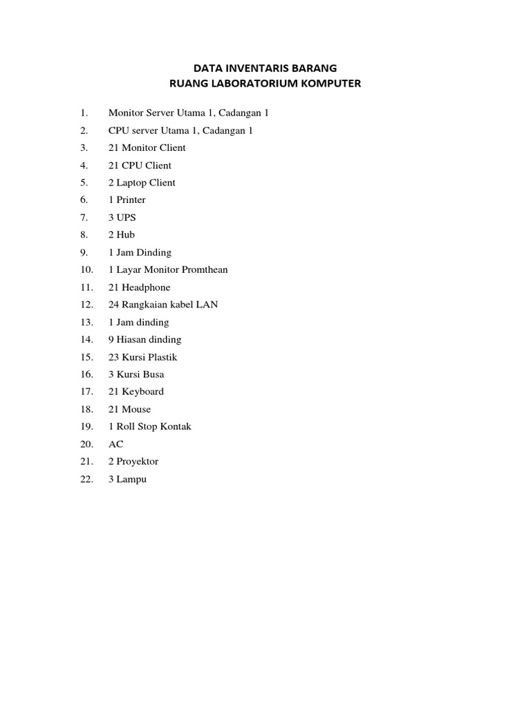 Data Inventaris Barang | PDF