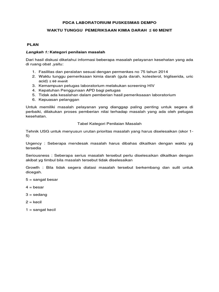 Pdca Laboratorium | PDF