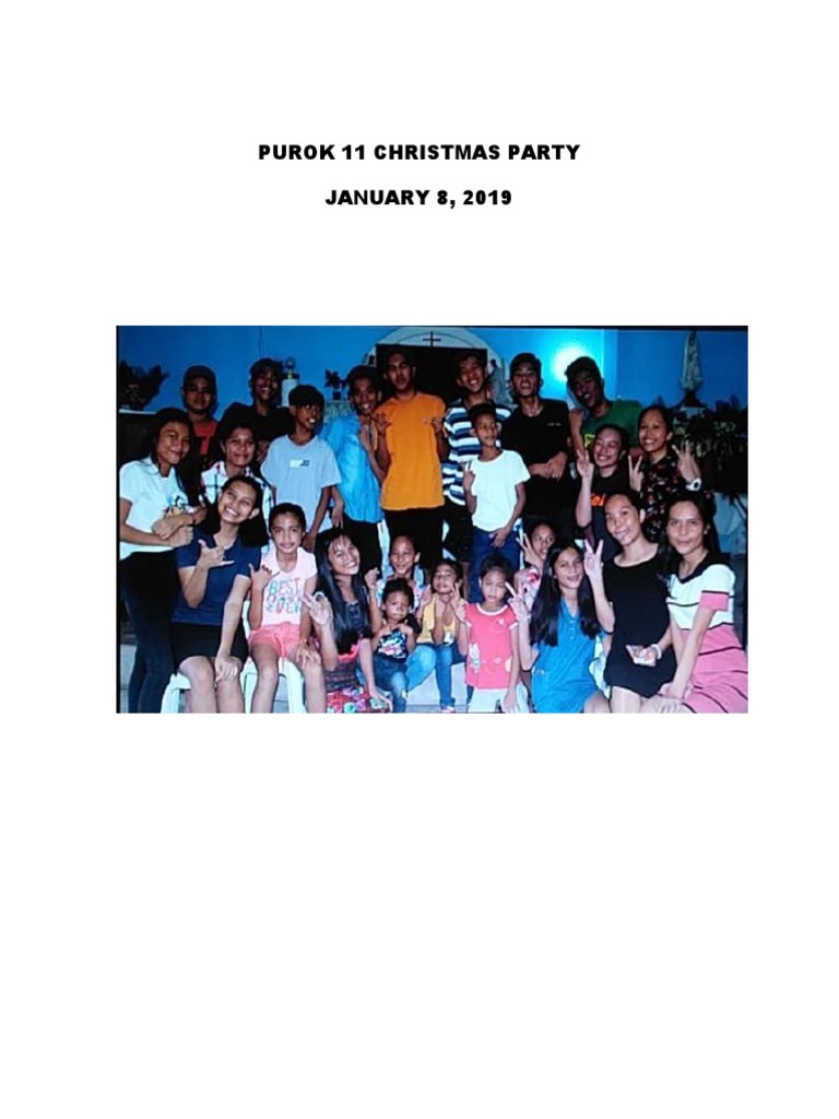Purok 11 Christmas Party JANUARY 8, 2019 | PDF | Science & Mathematics