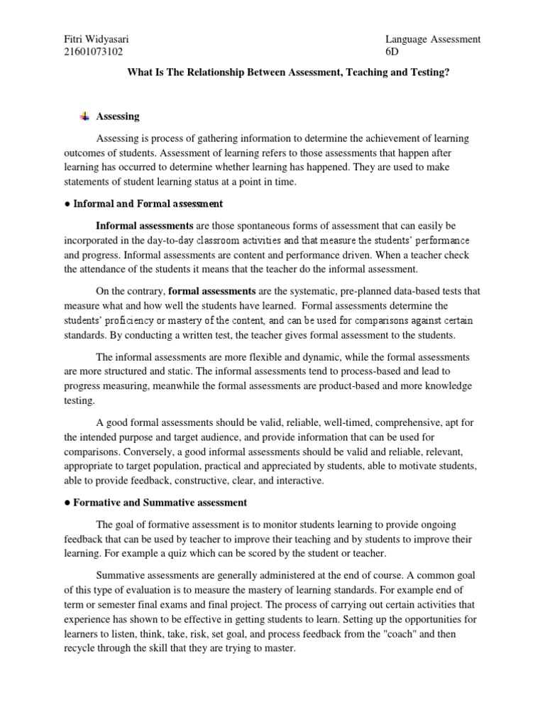 Language Assessment - What Is The Relationship Between Assessment ...