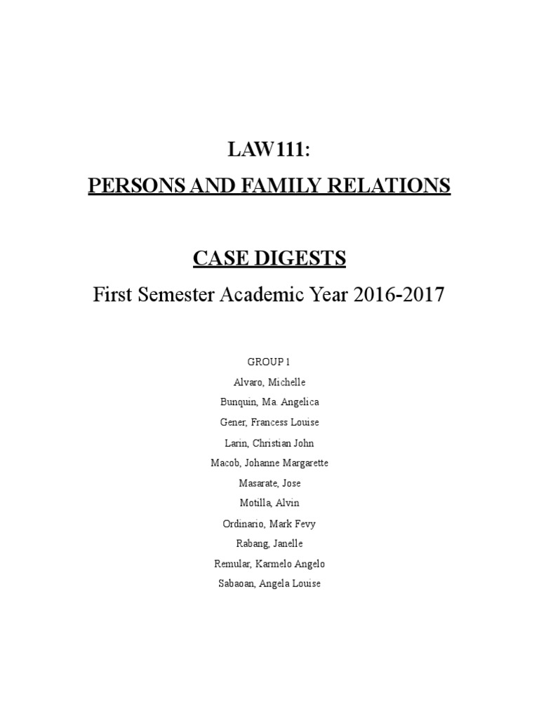 Persons and Family Relations Case Digests | PDF | Workers' Compensation | Damages