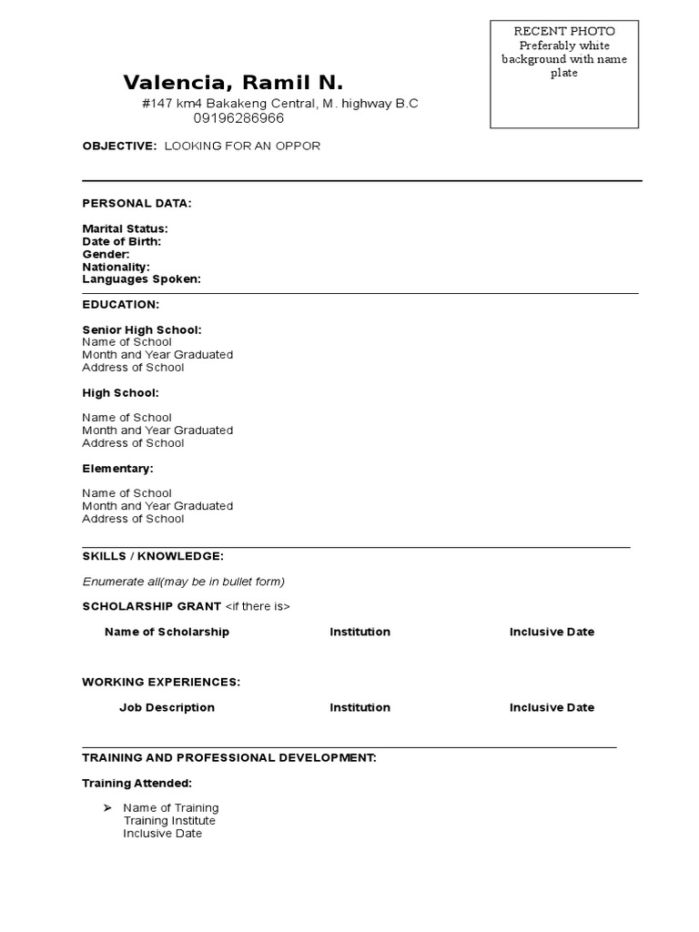 Ramil N. Valencia's Resume Seeking Employment Opportunities | PDF ...