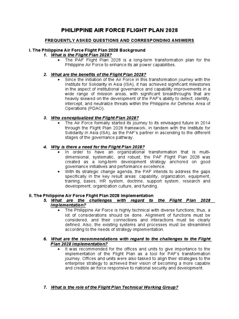 Philippine Air Force Flight Plan 2028 | Download Free PDF | Strategic ...