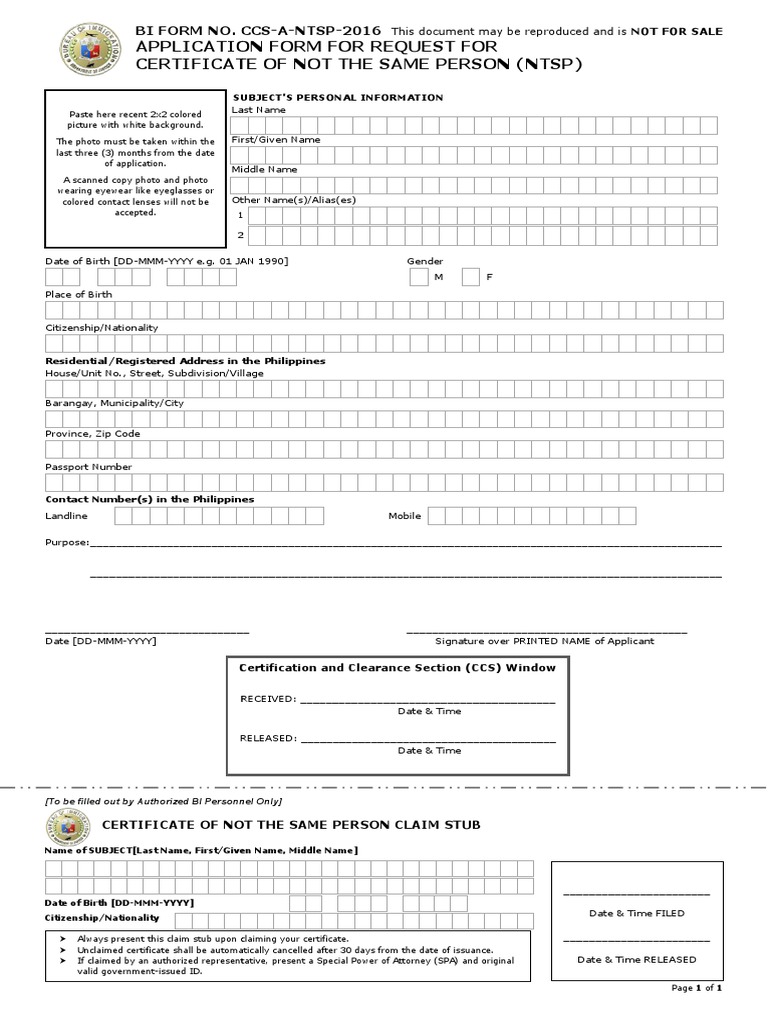 Application For Certificate of Application Form For Request For ...