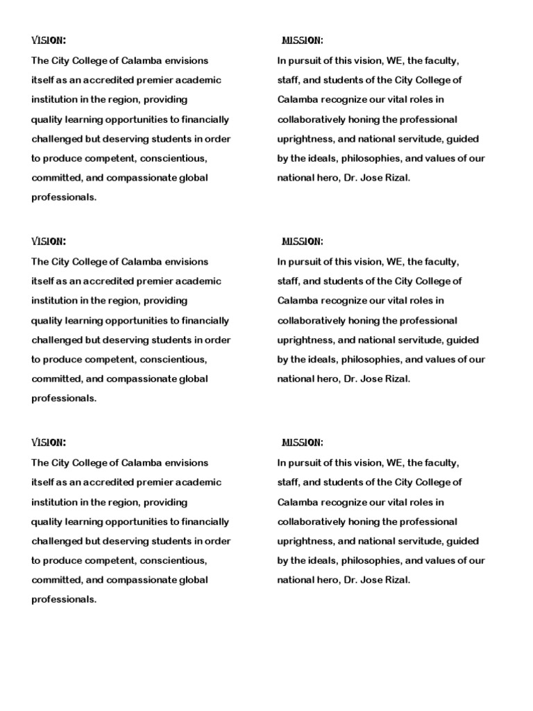 CCC Vision and Mission | PDF