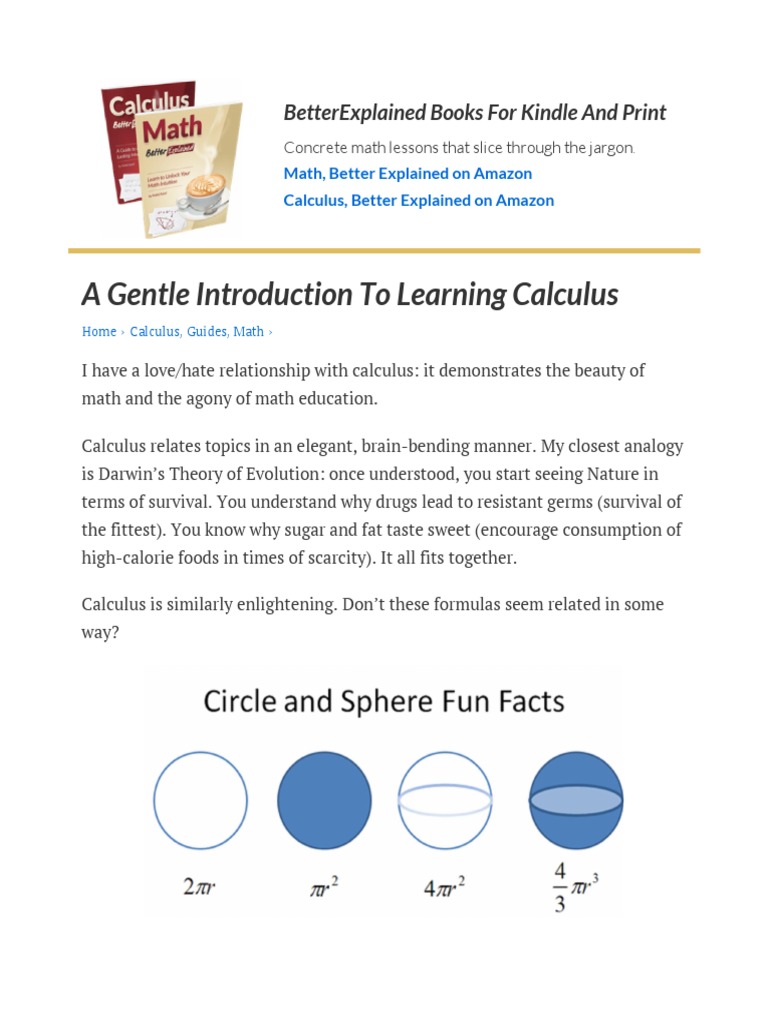 A Gentle Introduction To Learning Calculus - BetterExplained | PDF | Calculus | Area