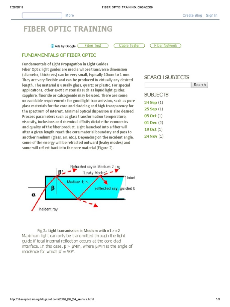 Fundamentals of Fiber Optic Training | PDF | Optical Fiber | Optics