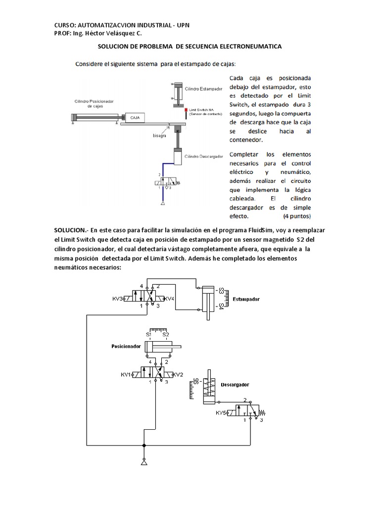 Solucion de Problema de Secuencia Electroneumatica | PDF | Electrónica | Ingenieria Eléctrica