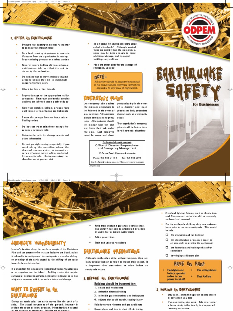 Earthquake Brochure | PDF | Emergency | Earthquakes