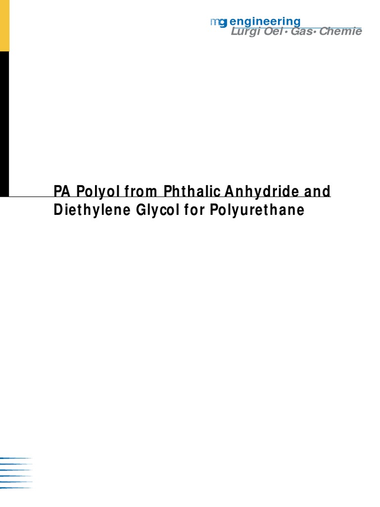 Production of Aromatic Polyester Polyol via Esterification of Phthalic Anhydride and Diethylene ...