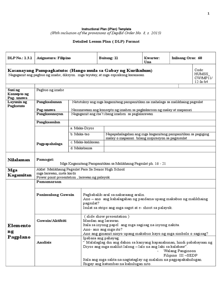 DLL 1.3. 1 Malikhaing Pagsulat | PDF