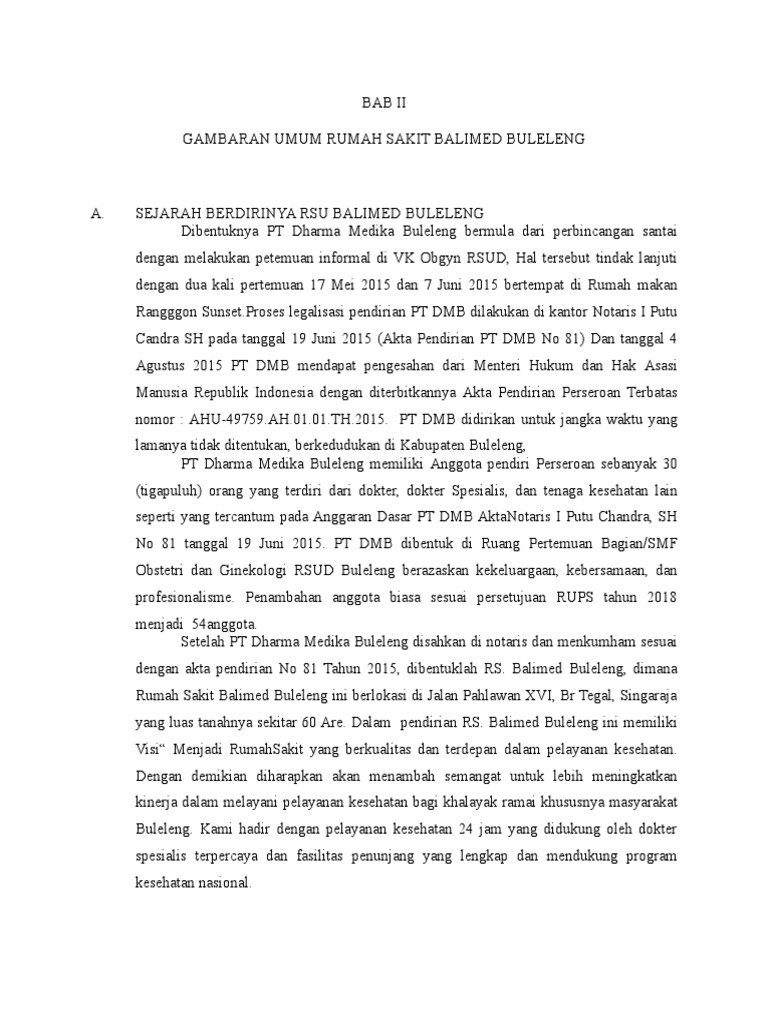 Sejarah Rs Balimed Buleleng | PDF