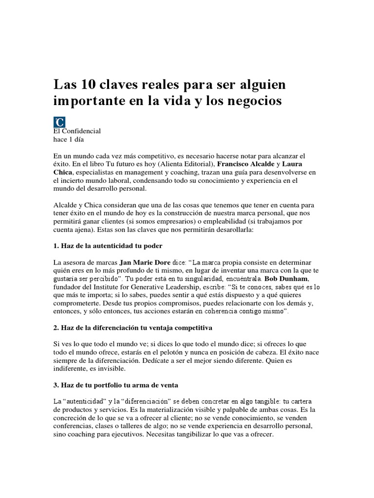 Las 10 Claves Reales para Ser Alguien Importante en La Vida y Los ...