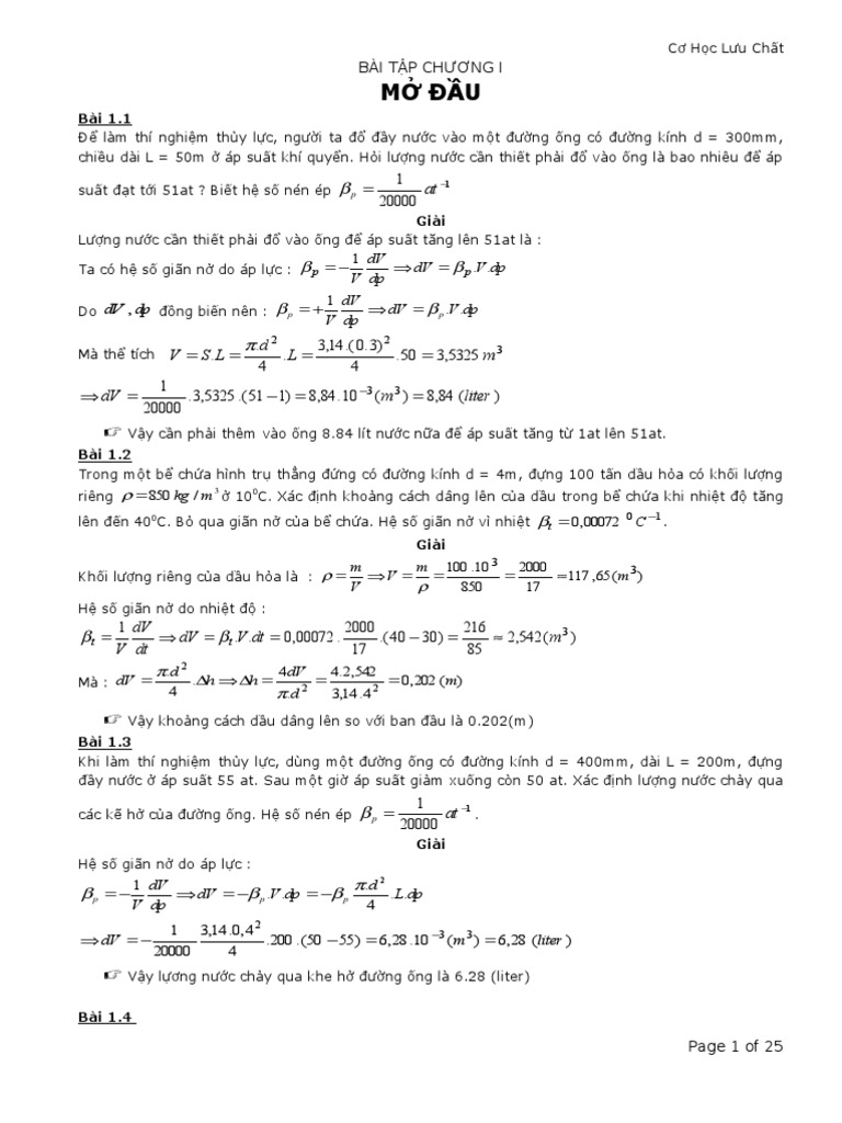 Bai Tap Co Hoc Luu Chat | PDF