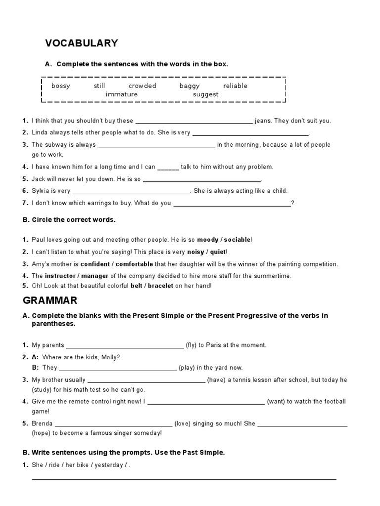 The English Hub 3A - Test 1 | PDF