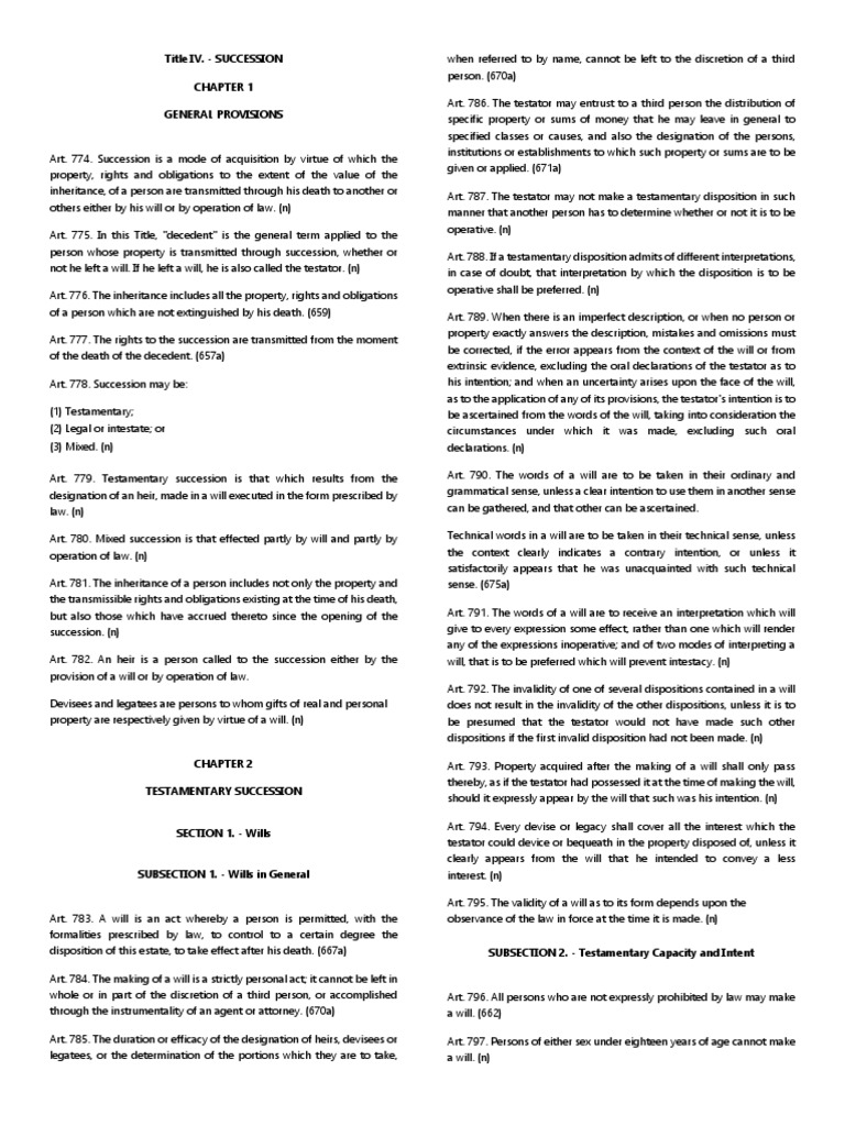 Codal Wills and Succession | PDF | Will And Testament | Ethical Principles