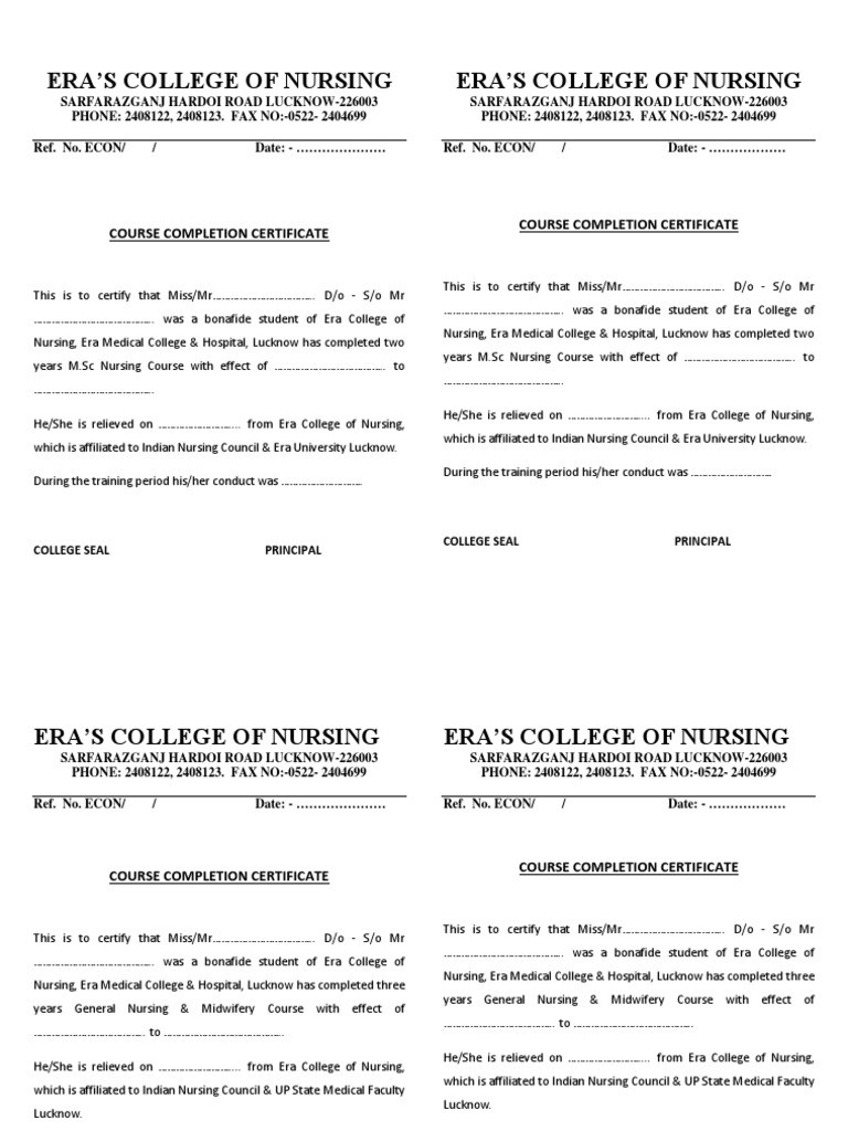 Course Completion Certificate | PDF | Nursing | Educational Stages