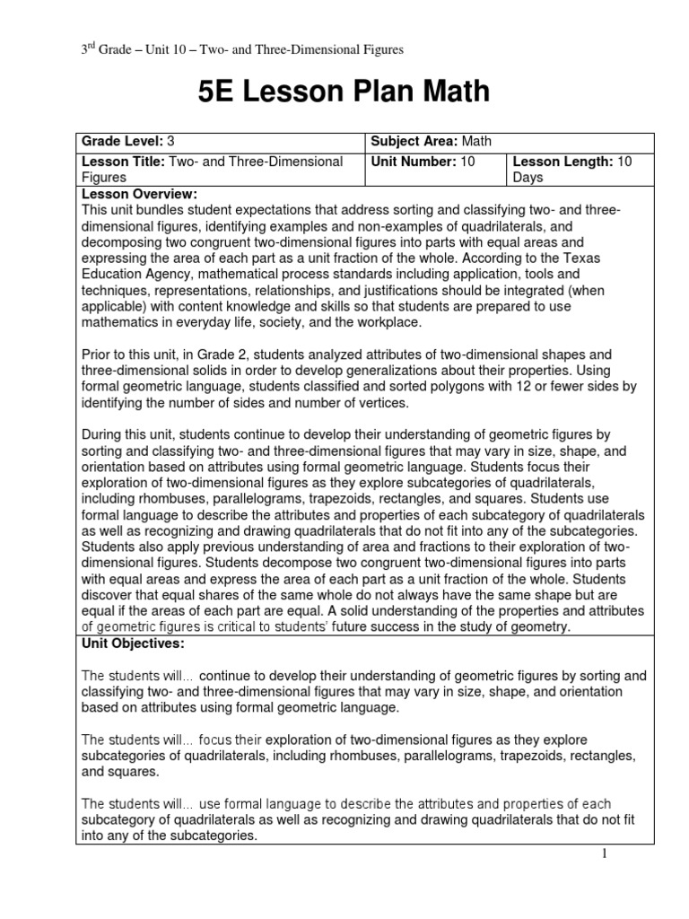 Understanding 2D & 3D Figures in 3rd Grade | PDF | Rectangle | Area