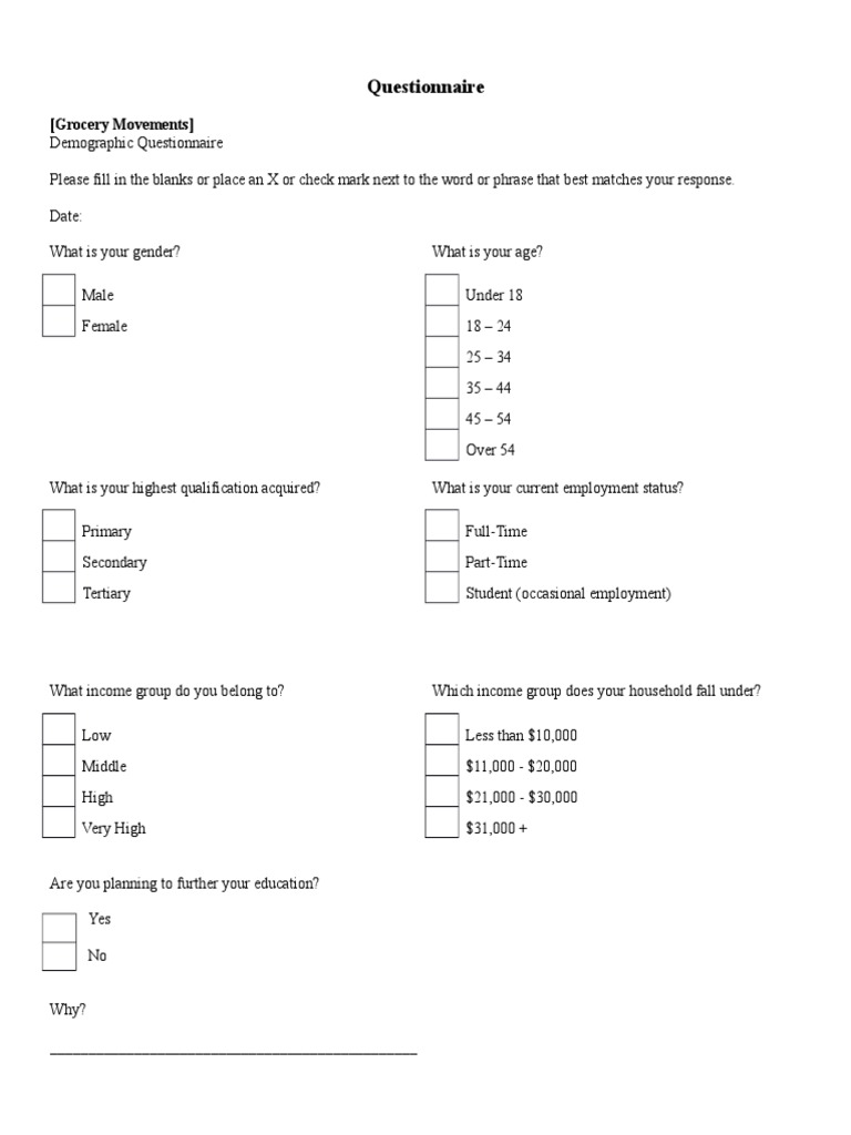 Business Demographic Questionnaire | PDF