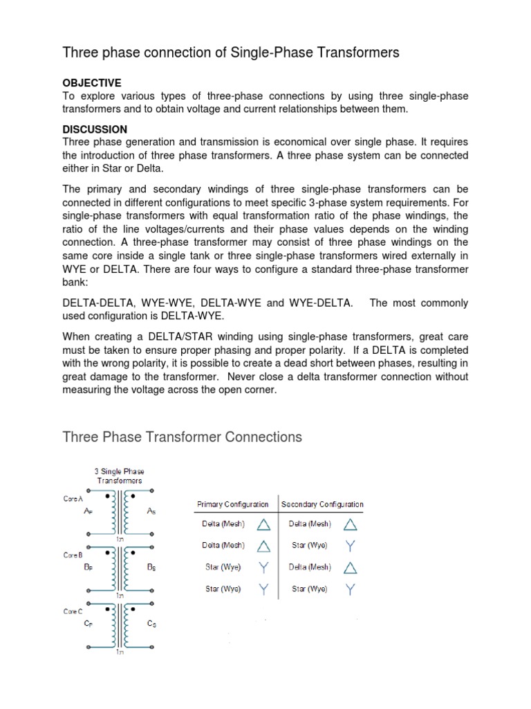 3 Phase Tf Connections Using 3 Single Phase Tfs Download Free Pdf Transformer Manufactured 
