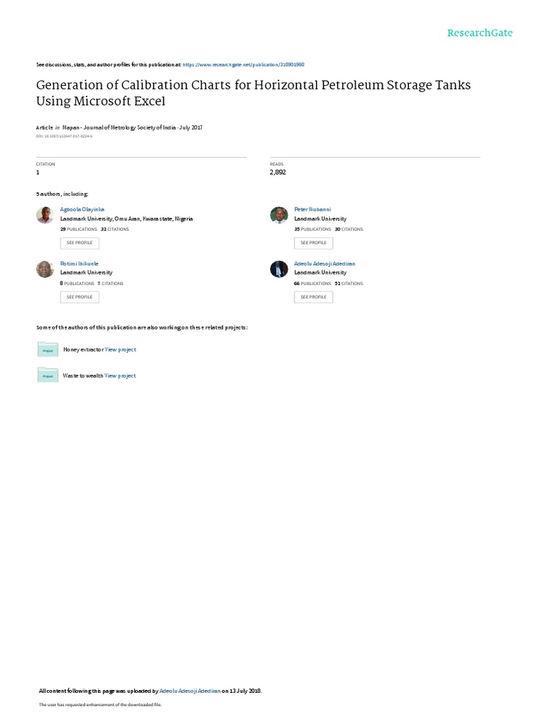 Horizontal Tank Calibration Using Excel | PDF | Sphere | Calibration