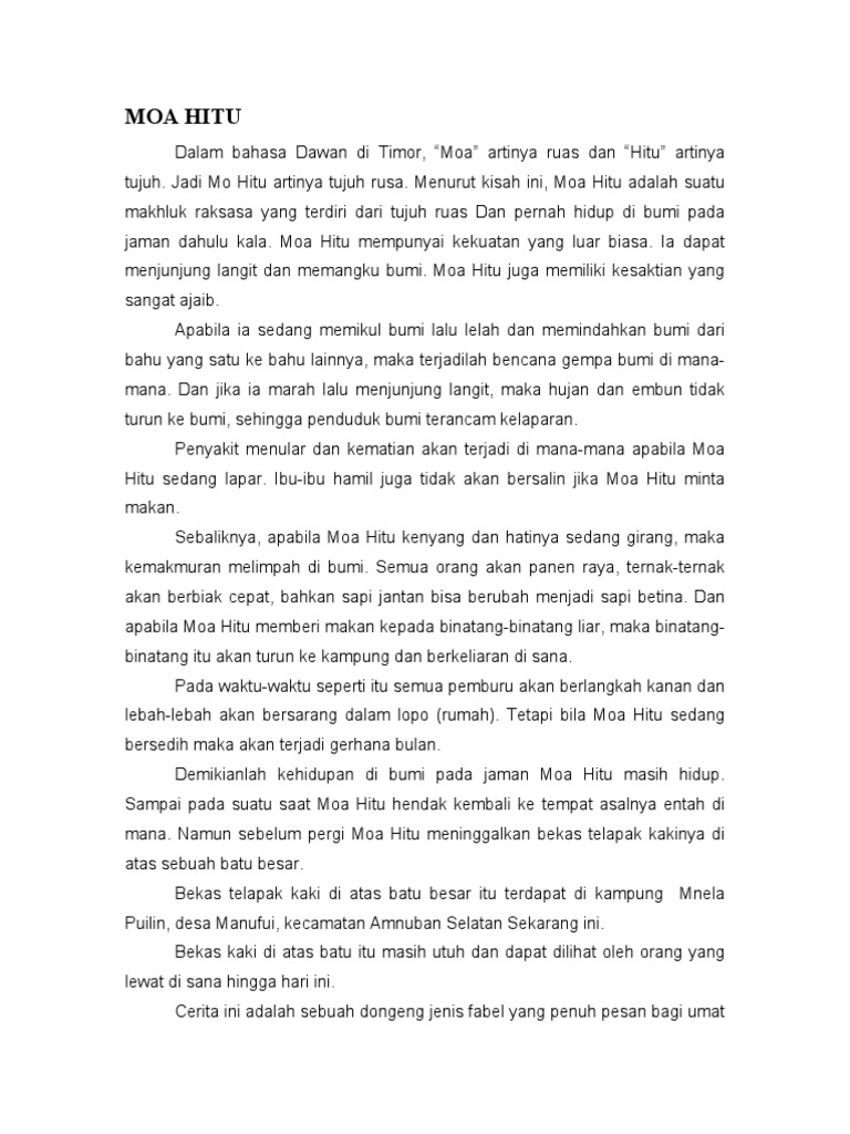 Moa Hitu | PDF | Dewasa Muda