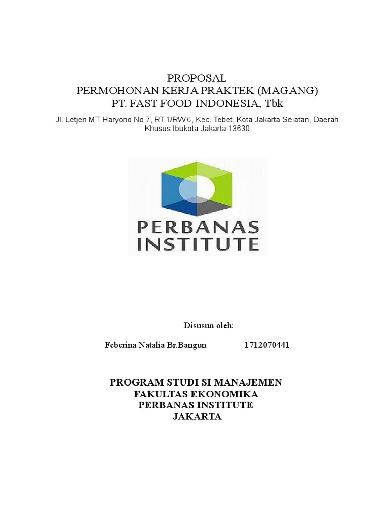 Proposal PT Fast Food Indonesia TBK | PDF