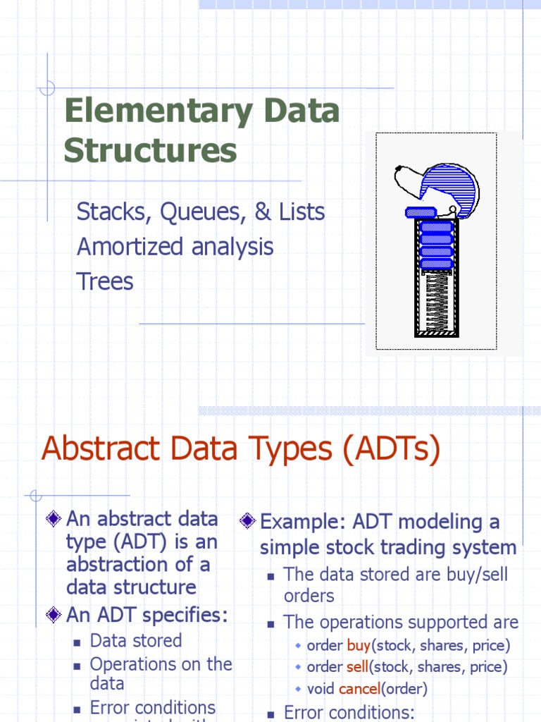 Elementary Data Structures: Stacks, Queues, & Lists Amortized Analysis Trees | PDF | Queue ...