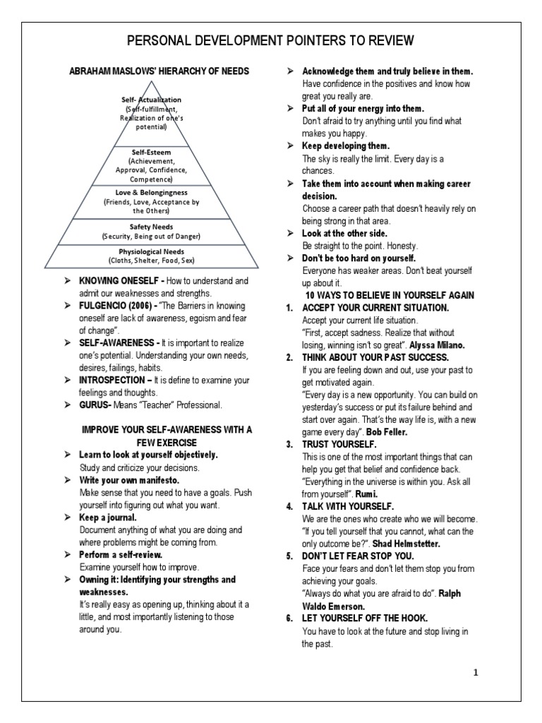 Per Dev Pointers To Review 1st | PDF | Adolescence | Developmental ...