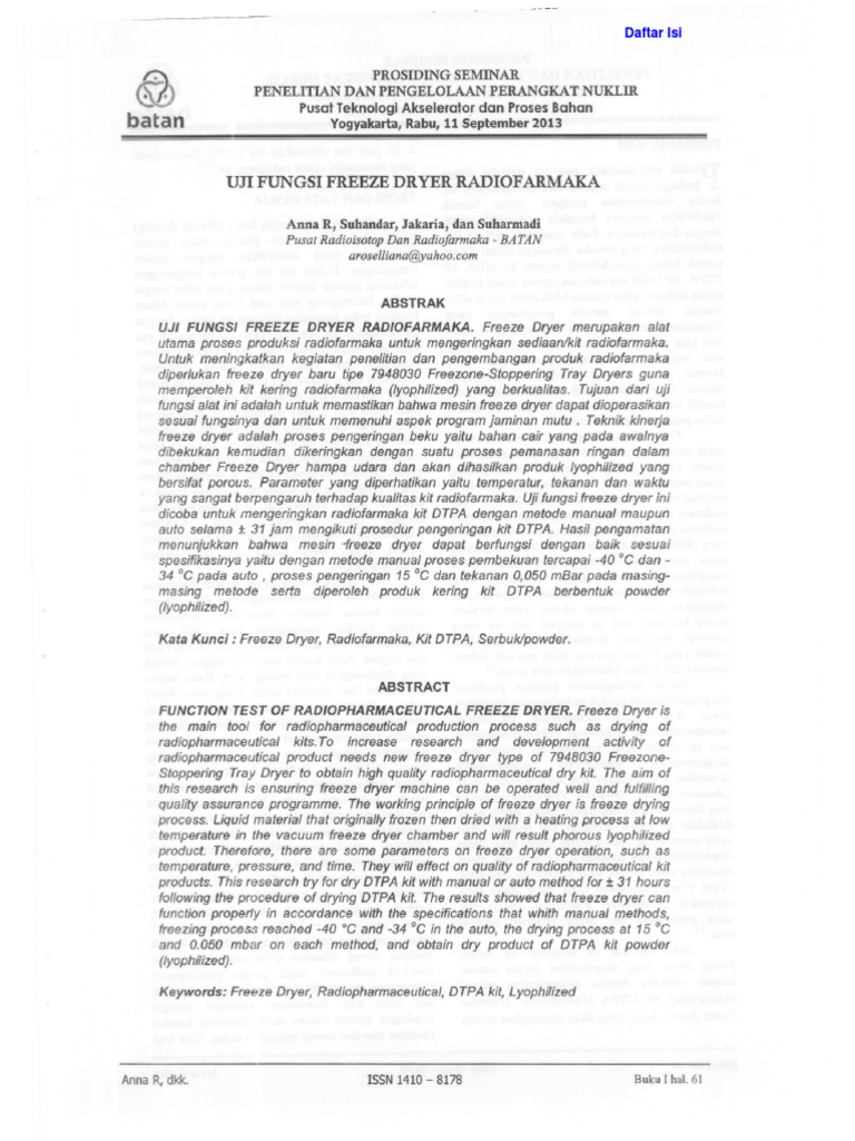 Referensi Komponen Freeze Dry | PDF