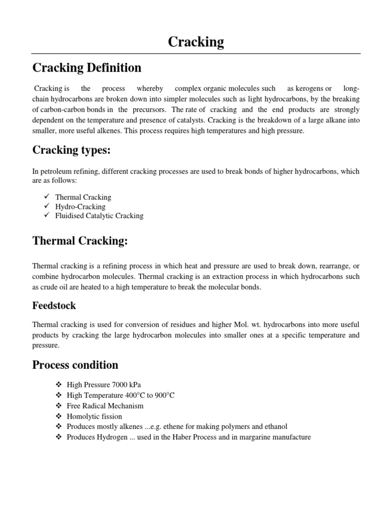 Cracking Definition | Download Free PDF | Cracking (Chemistry ...