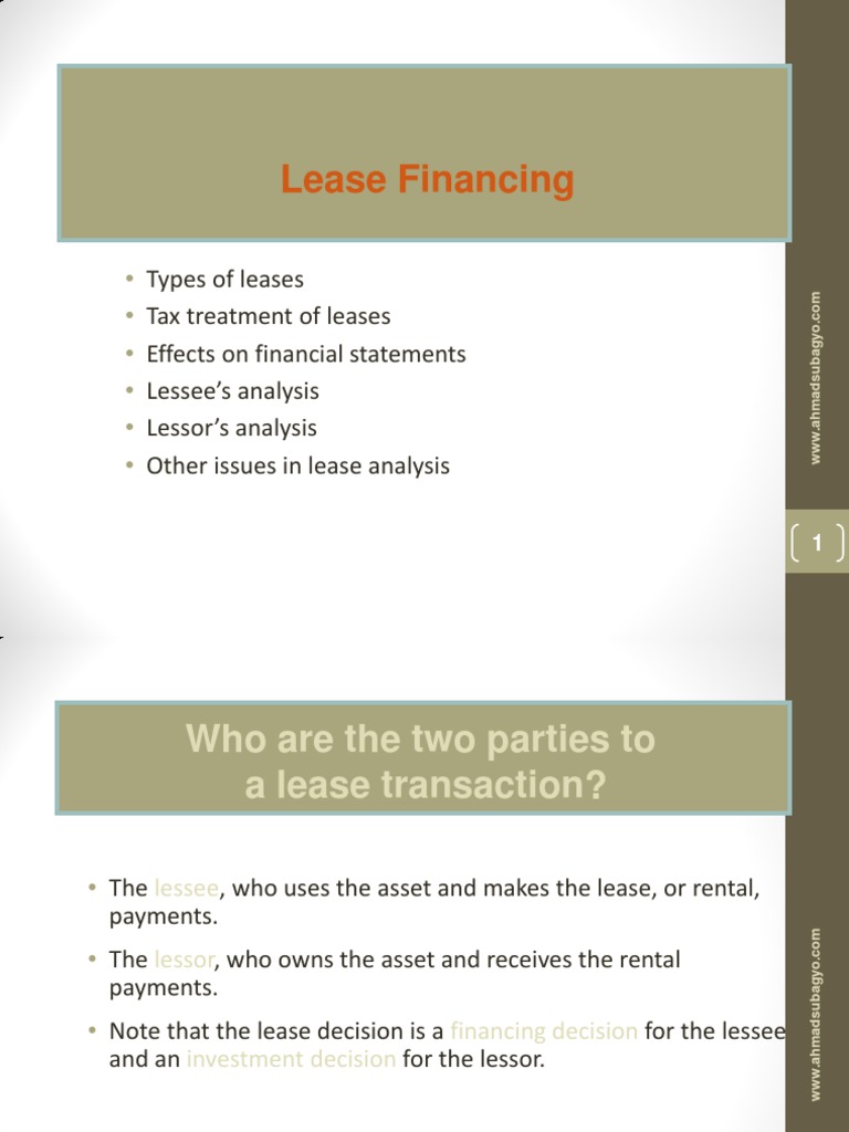 04 Lease Financing Model | PDF | Lease | Net Present Value