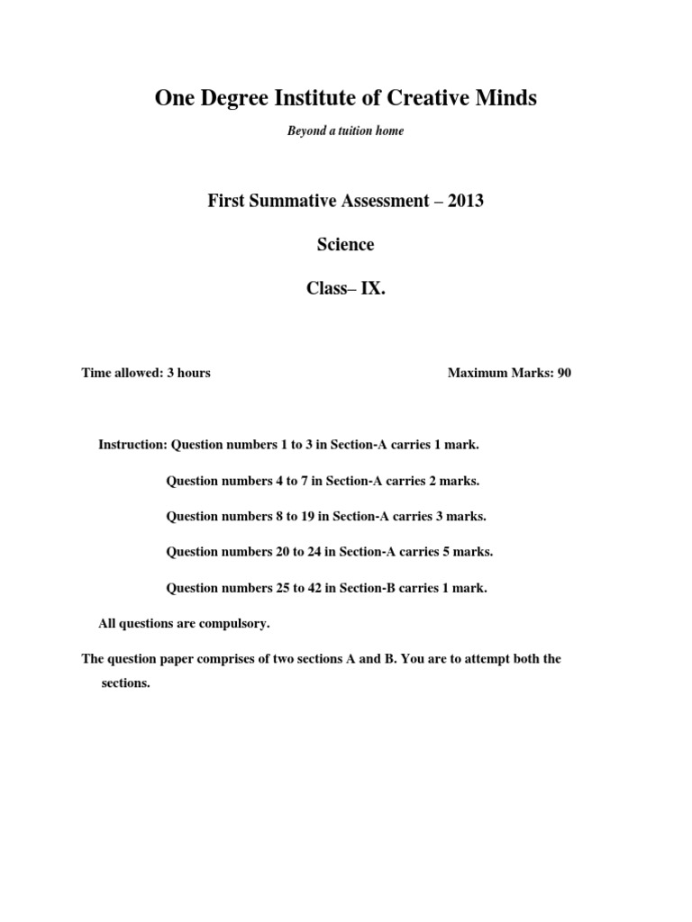 First Summative Paper 9th | PDF | Momentum | Solution