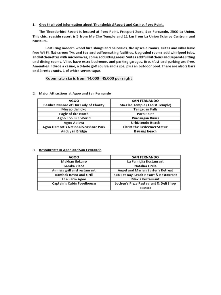 Tour Package Sample | PDF | Resort | Tourist Attractions