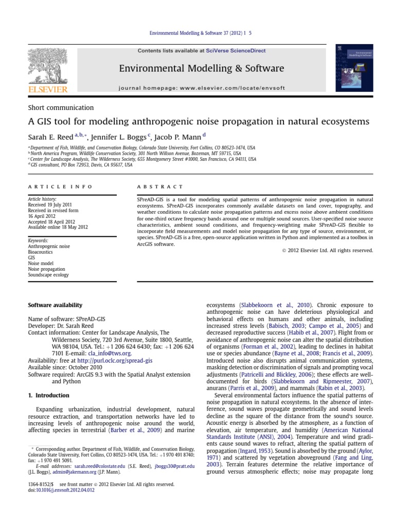A GIS Tool For Modeling Anthropogenic Noise Propagation in Natural ...