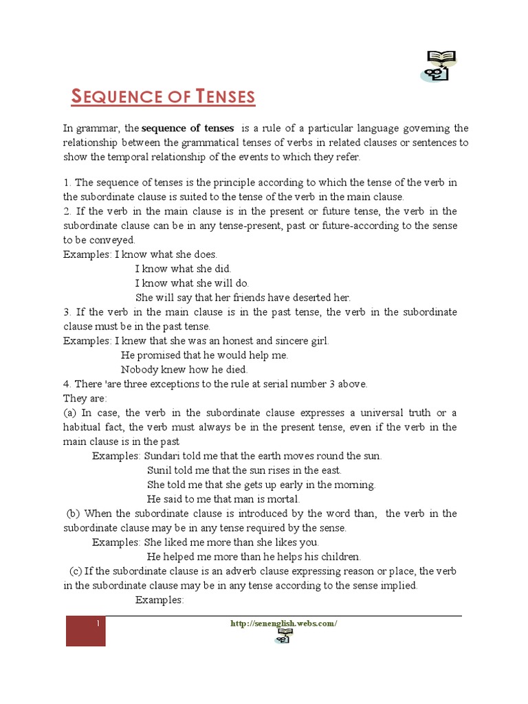 Sequence of Tense 13 Bản | PDF | Grammatical Tense | Verb