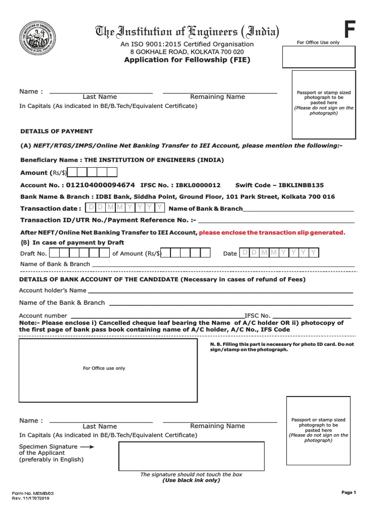Fellow - Application Form | PDF | Interactive Voice Response | Engineering