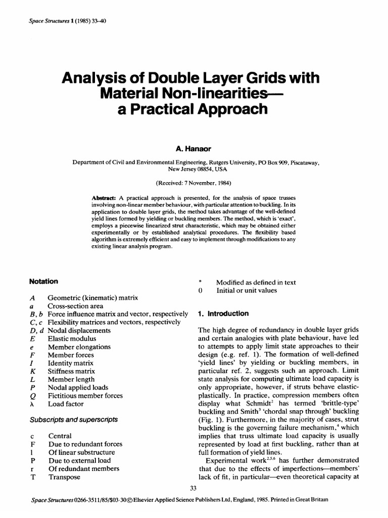 Analysis of Double Layer Grids With Material Non-linearities!IIW - A ...