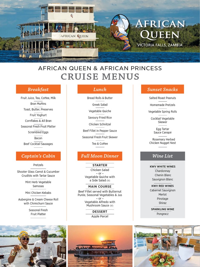 Cruise Menus: African Queen & African Princess | PDF | Salad | Eating ...