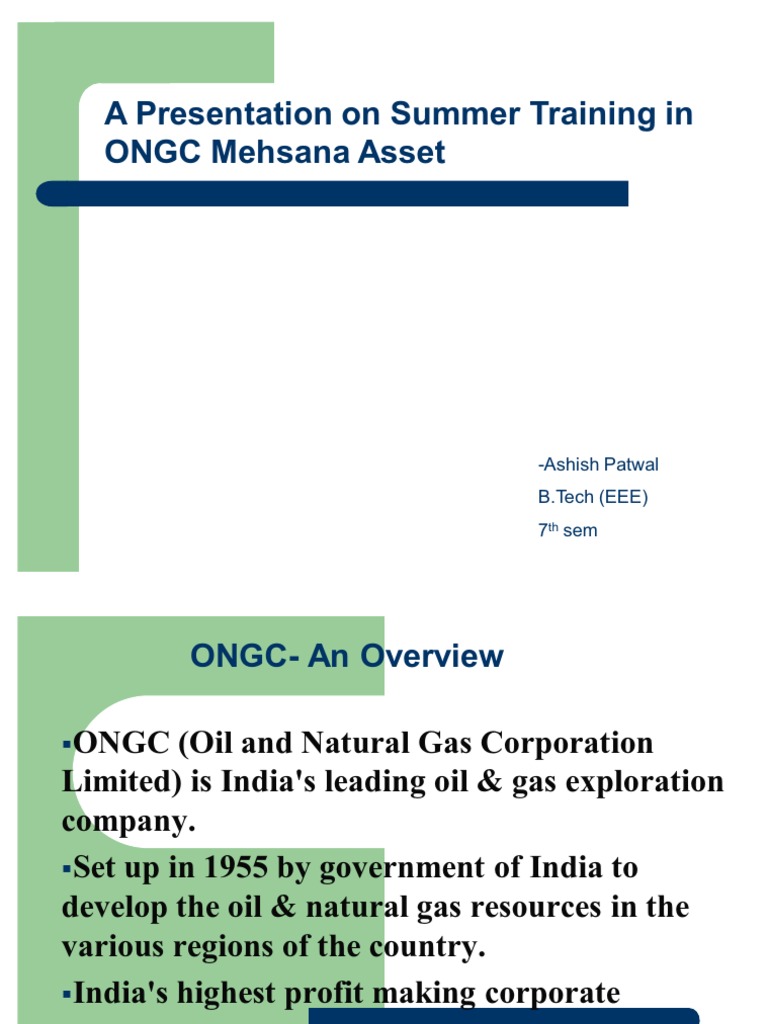 ONGC - An Overview | PDF | Electric Generator | Electrical Engineering