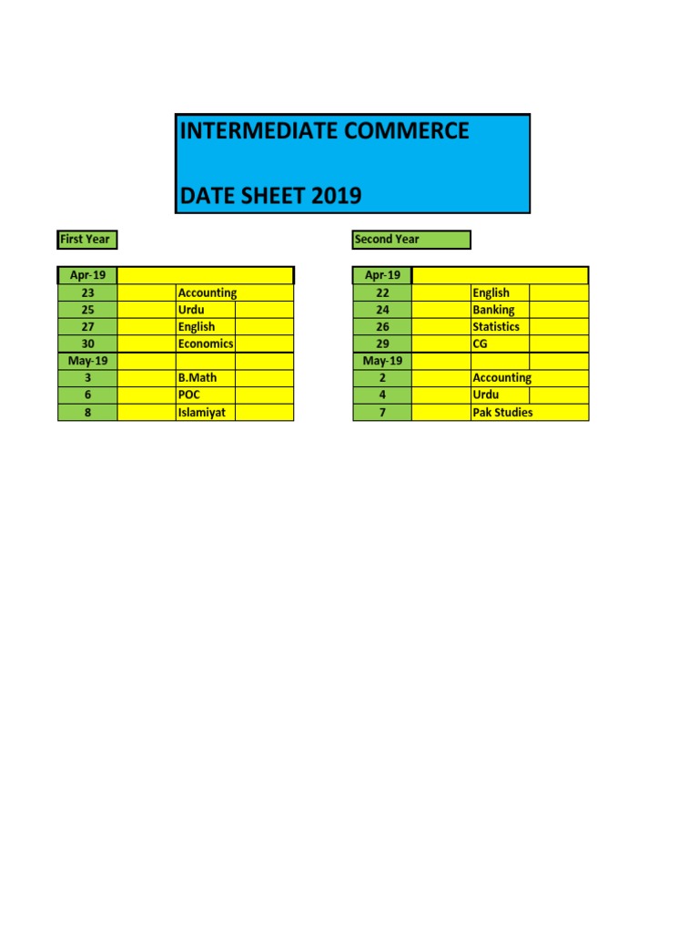 Date Sheet PDF | PDF