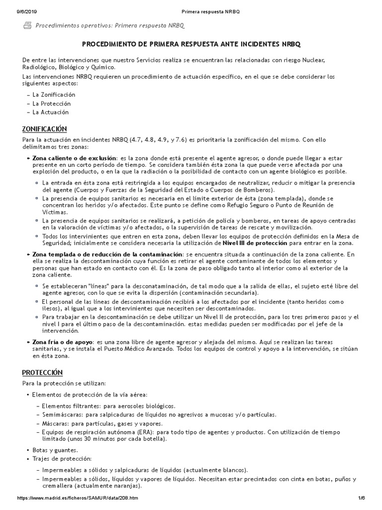 Protocolo NRBQ y Descontaminación | PDF | Defensa Cbrn | Contaminación