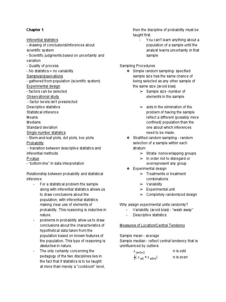 Statistics Notes | Statistics | Sampling (Statistics)