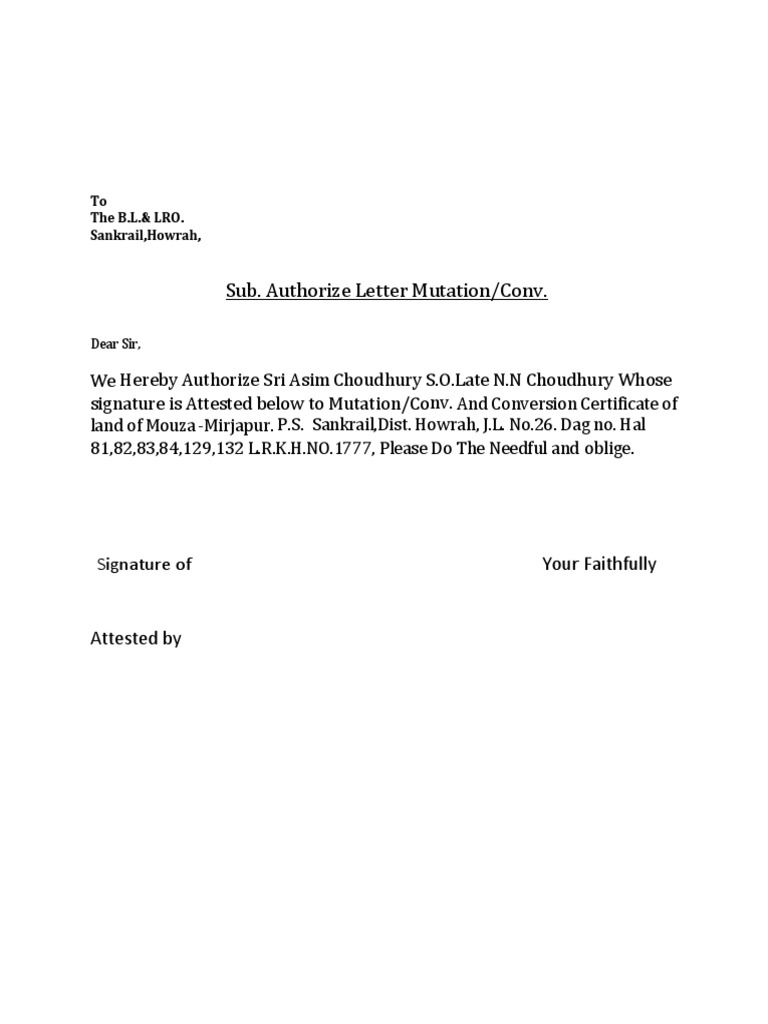 Authorization for Land Mutation Request | PDF