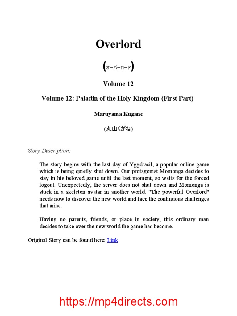 Overlord - Volume 12 - Paladin of The Holy Kingdom (First Part) PDF ...