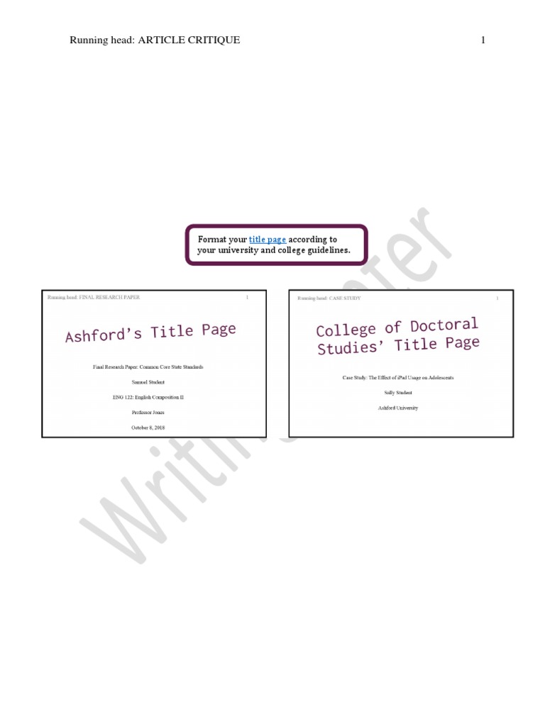 Sample Article Critique PDF | Download Free PDF | Graduate School | Anxiety