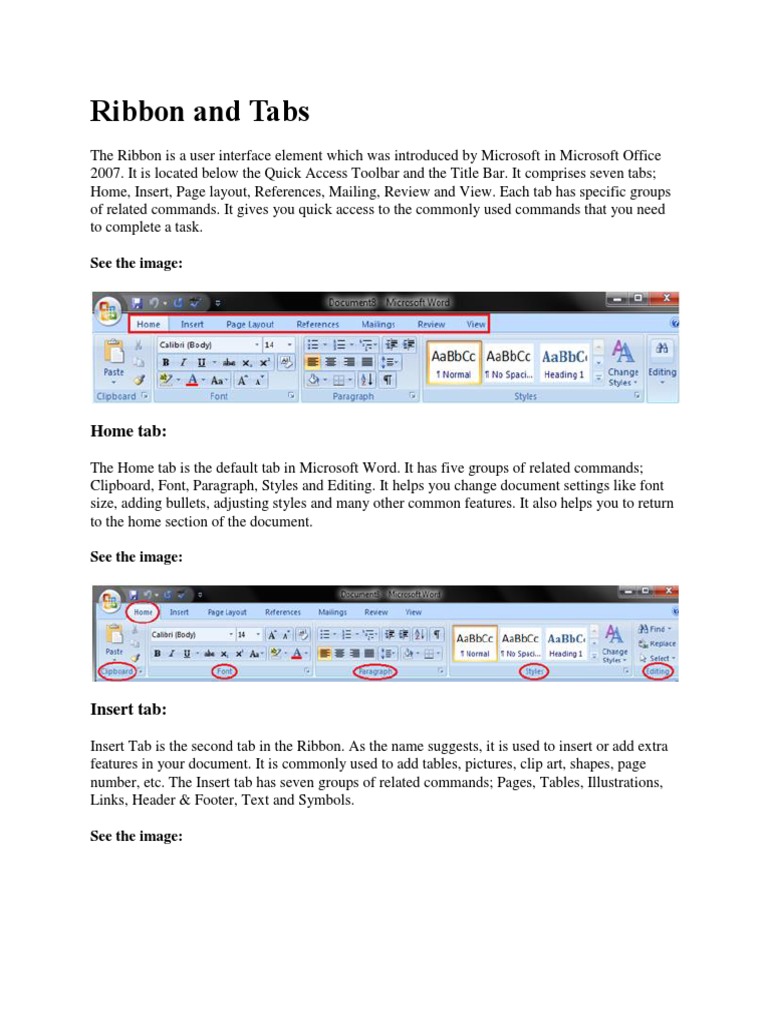 Ribbon and Tabs | PDF | Tab (Gui) | System Software