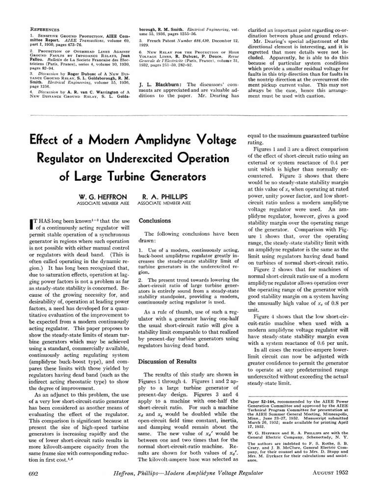 Heffron-Phillips - Effect of A Modern Amplidyne Voltage Regulator | PDF ...