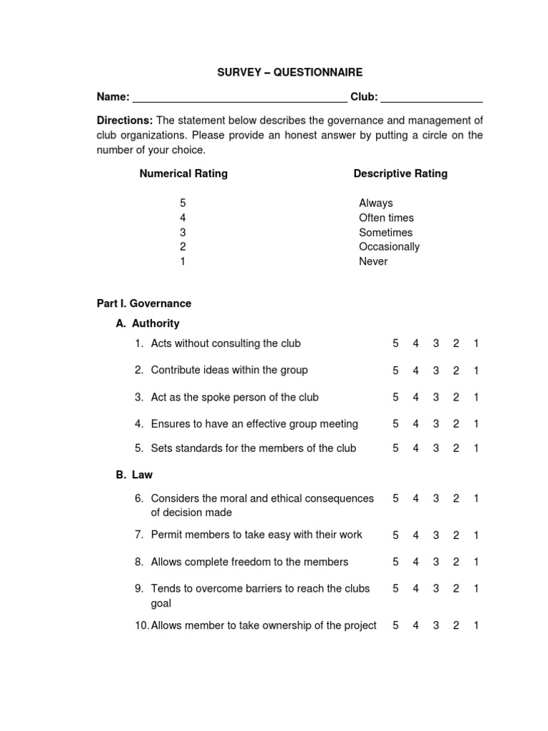 Survey Questionnaire | PDF | Applied Psychology | Psychology